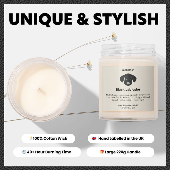 Black Labrador Candle Gift - Luxury Soy Wax - Labrador Gifts - Vanilla ...