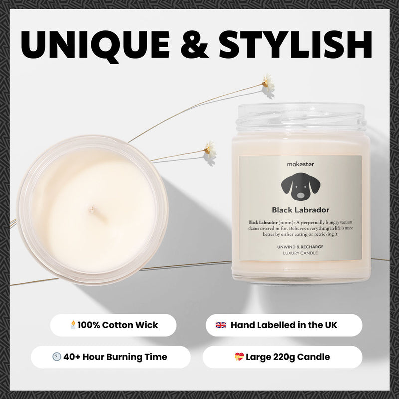 Black Labrador Candle Gift - Luxury Soy Wax - Labrador Gifts - Vanilla ...