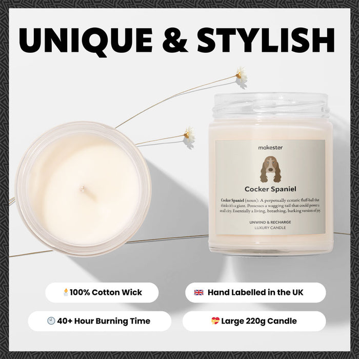 Cocker Spaniel Candle Gift - Luxury Soy Wax - Cocker Spaniel Gifts ...