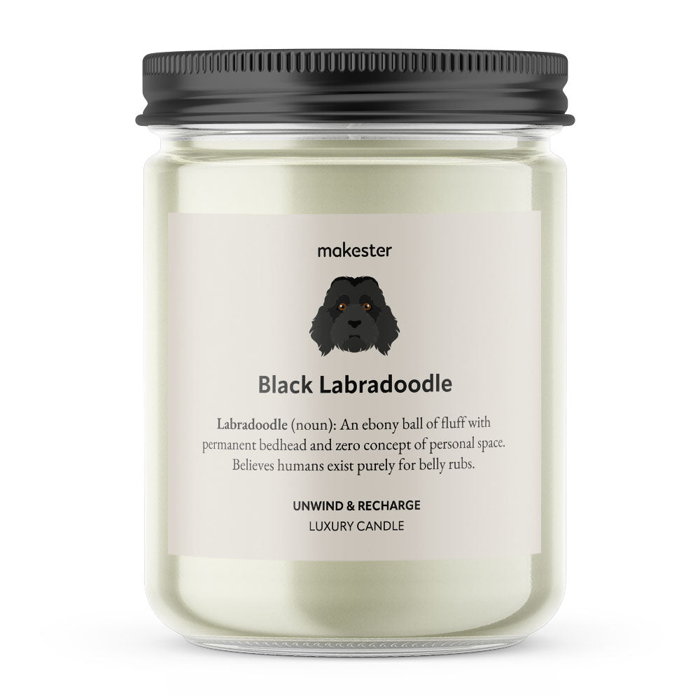 Black Labradoodle Candle - Luxury Soy Wax - Vanilla, Jasmine, Sugared ...