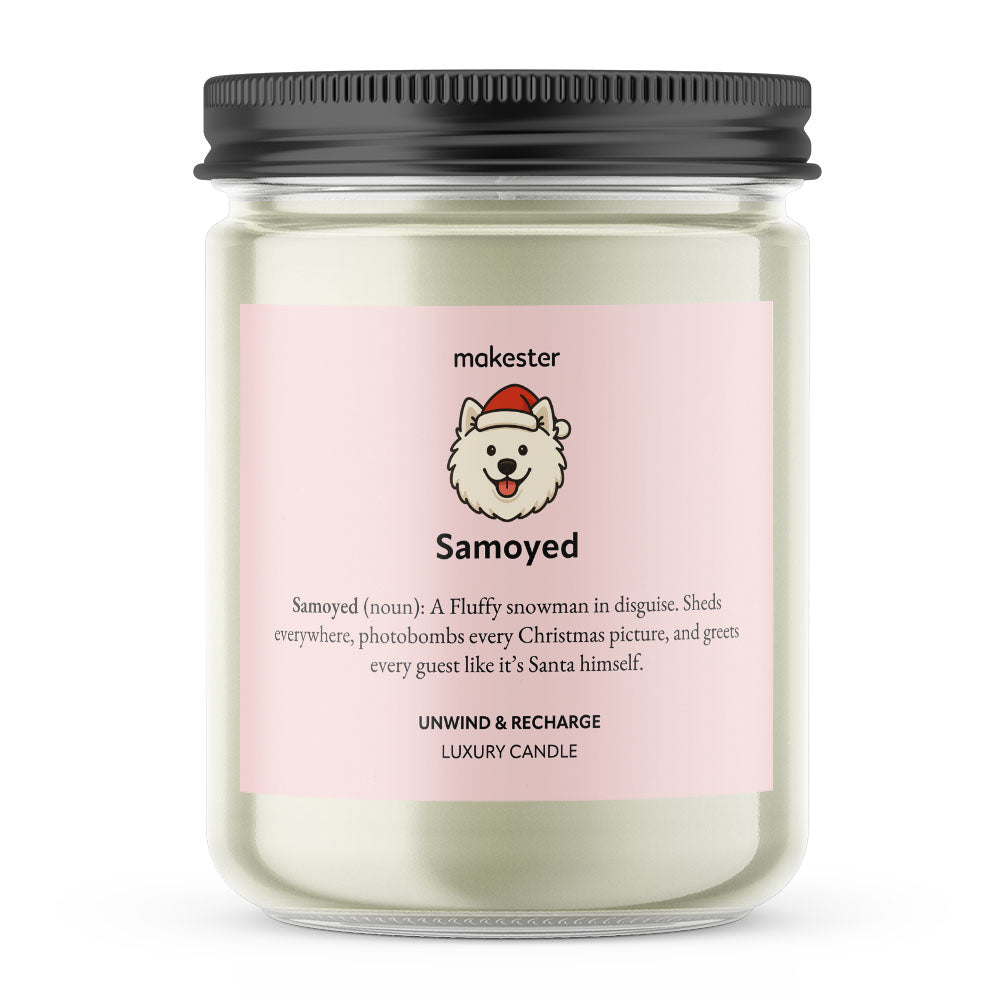 Samoyed Christmas Gift - Luxury Soy Wax Candle - Vanilla, Jasmine ...