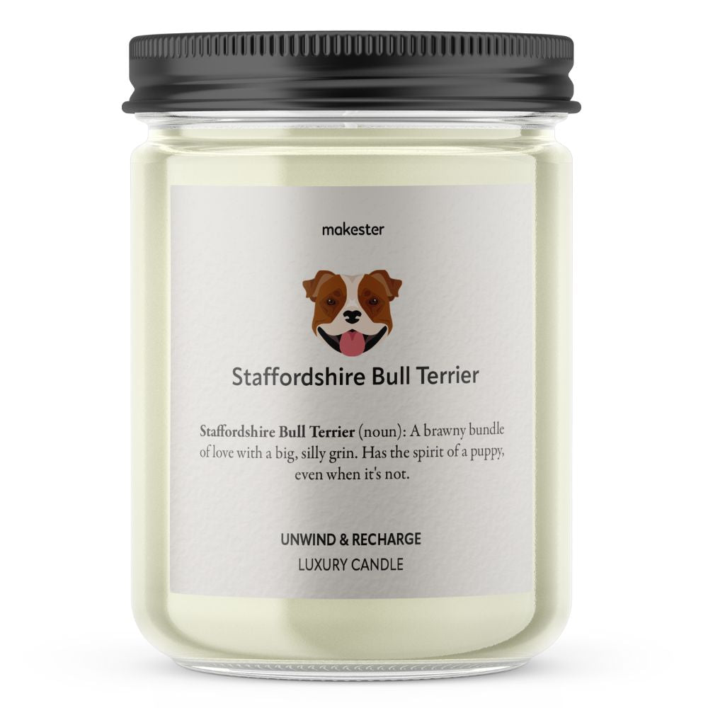 Staffordshire Bull Terrier Candle Gift - Luxury Soy Wax - Staffordshire ...